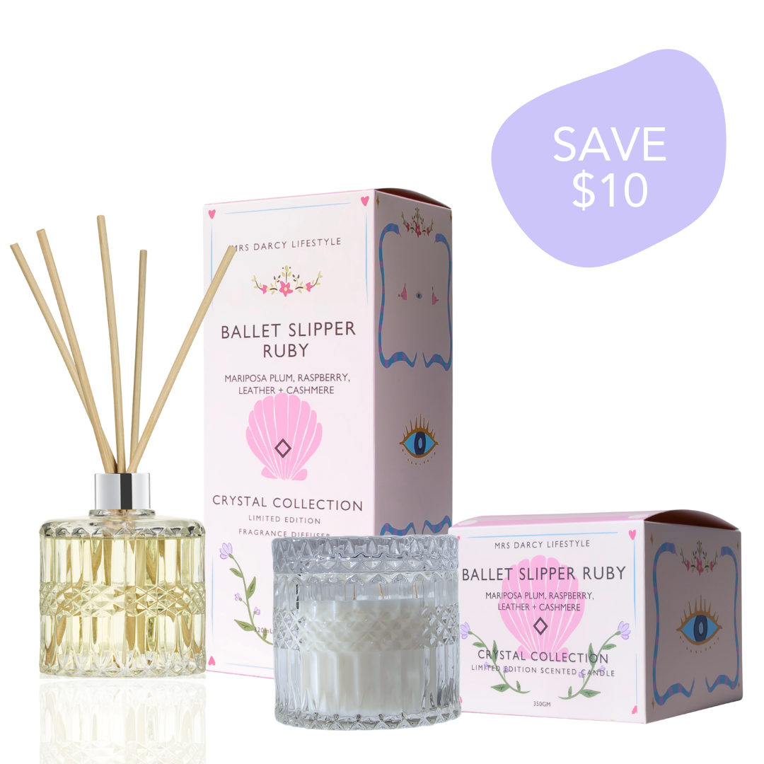 PERFECT PAIR - Ballet Slipper Ruby - Crystal Candle + Diffuser Set ...
